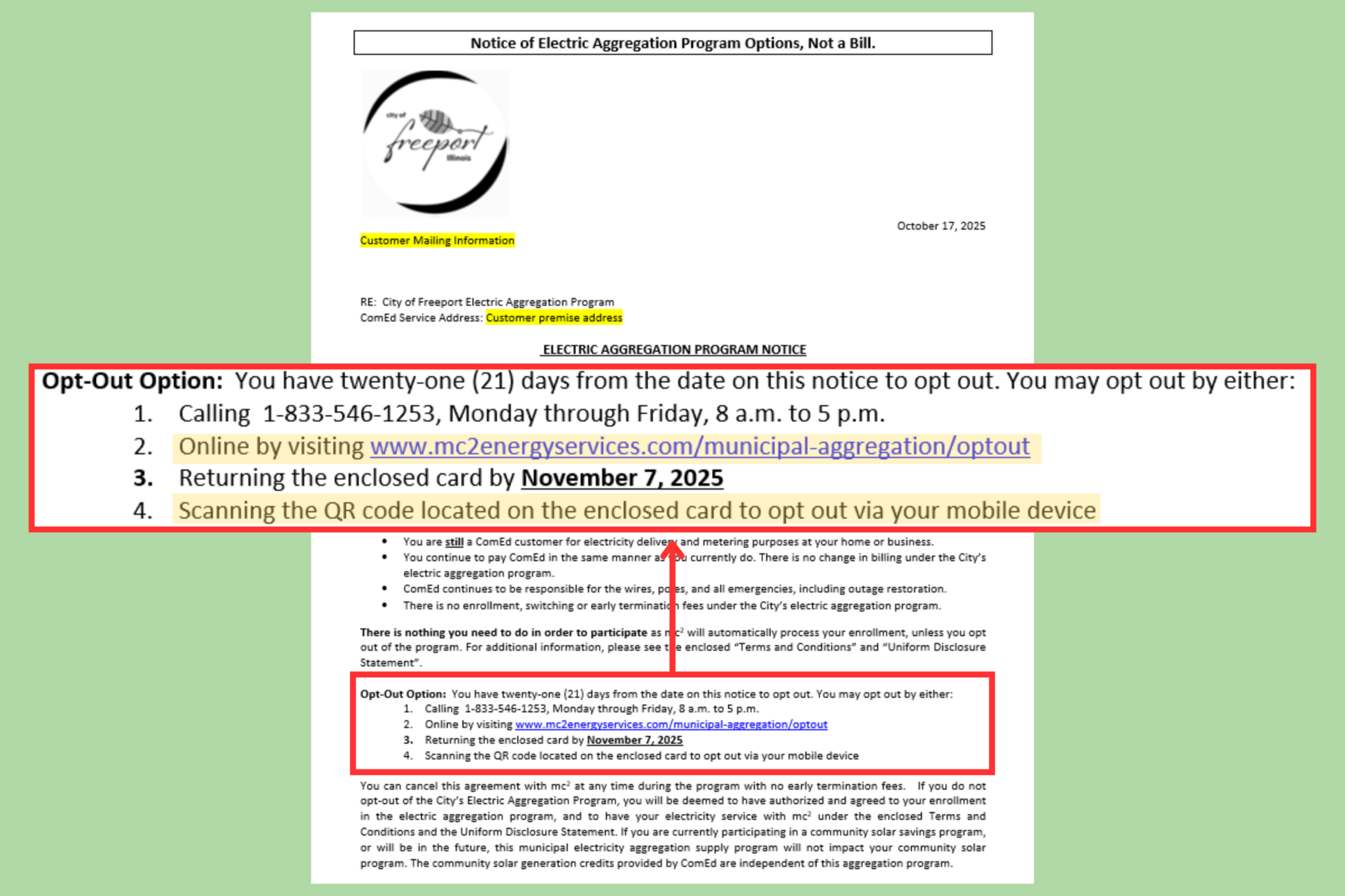 Electrical Aggregation Program, Information on Letters and More – City ...